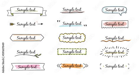 Vetor De Text Title Frame Handwriting Ribbon Square Circle Decoration