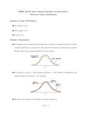 Inferences Using T Distribution For Data Science Statistics Course Hero