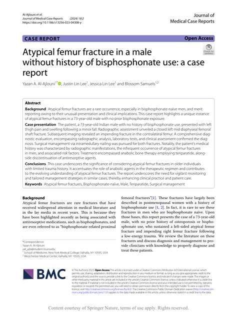 Pdf Atypical Femur Fracture In A Male Without History Of Bisphosphonate Use A Case Report