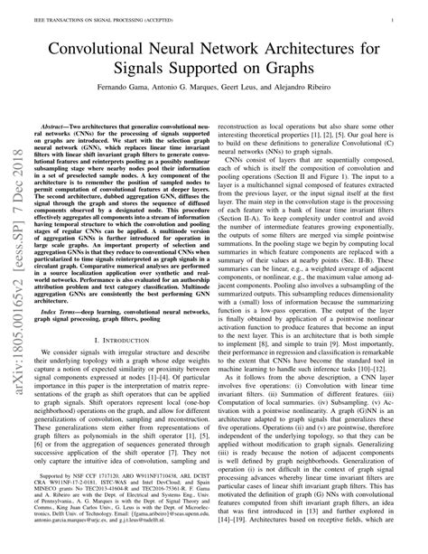 Pdf Convolutional Neural Networks Architectures For Signals Supported On Graphs