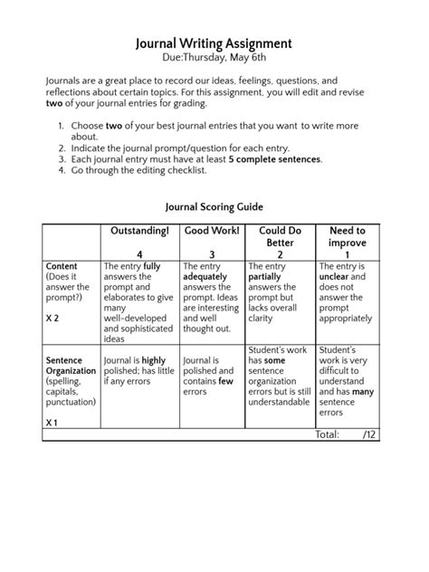 Journal Writing Assignment Pdf Human Nature Learning