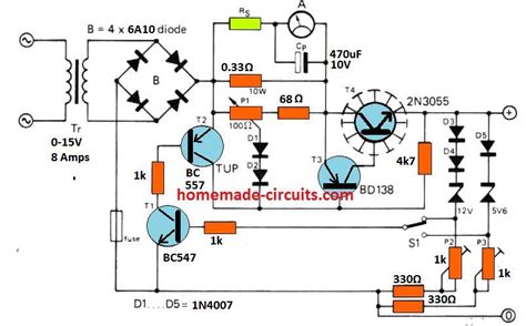 Regulated Car Battery Charger Circuit For Garage Mechanics Homemade Circuit Projects