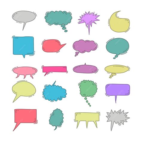 Premium Vector Chat Bubble Doodle Colorful Element Set Colorful Speech Bubbles Vector Set
