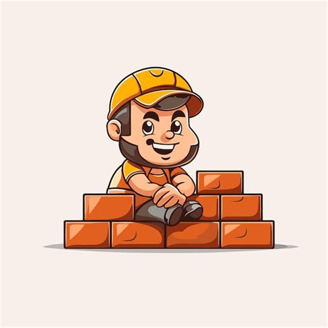 Ilustração Vetorial Do Pedreiro De Desenho Animado Um Pedreiro