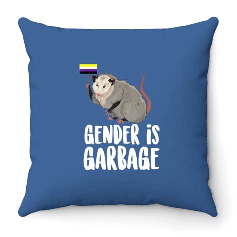 Non Binary Artwork Throw Pillows Gender Is Garbage Sold By Lemon