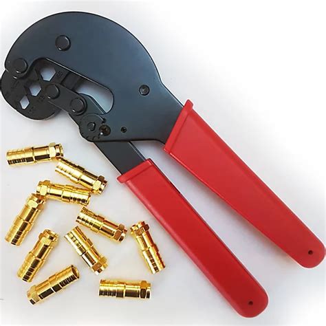 Pro F Type Hex Crimp Tool And 10x Ct125 Wf125 Connectors Aerial Coax
