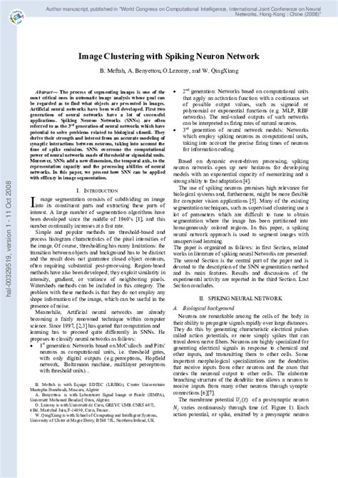 Pdf Image Clustering With Spiking Neuron Network