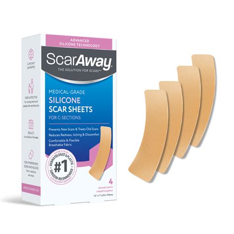 Scaraway Silicone Scar Sheets For C Section Hypertrophic And Keloid 4 Reusable 1 5” X 7” Sheets