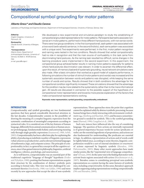 Pdf Compositional Symbol Grounding For Motor Patterns