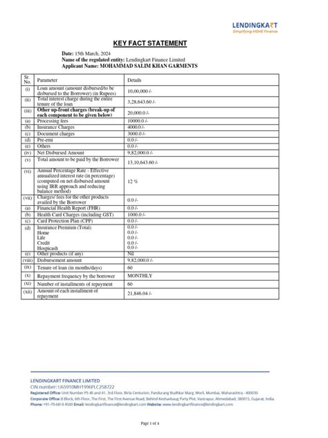 Kfs Mohammad Salim Khan Garments Pdf Loans Interest