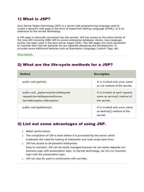 1 What Is Jsp Method Description Pdf