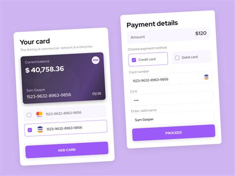 Payment Card UI Component By HD Rt On Dribbble