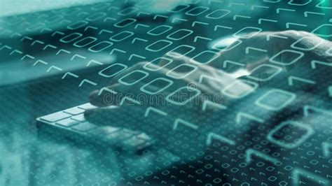 Computer Espionage In Global Internet Network Binary Data Flow Stock