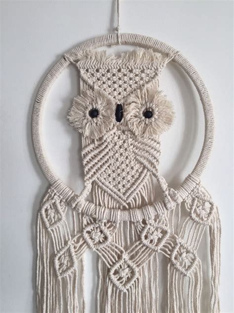 Owl macramé macrame wall hanging big owl macrame Etsy