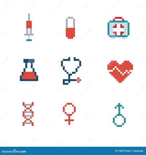 Pixel Medical Icons Stock Vector Illustration Of Pixel