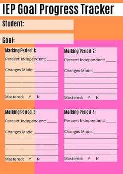 IEP Goal Progress Tracker By MakingSPEDEasy TPT