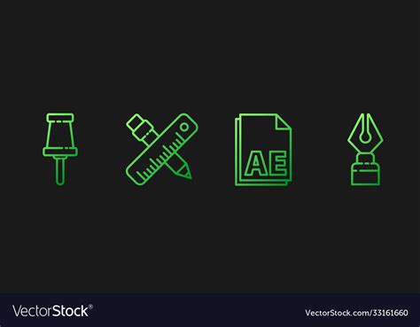set line ae file document push pin crossed ruler vector image