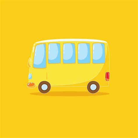 Clipart Of A Happy Yellow Colored Bus Isolated On Yellow Background Viewed From The Side Vector