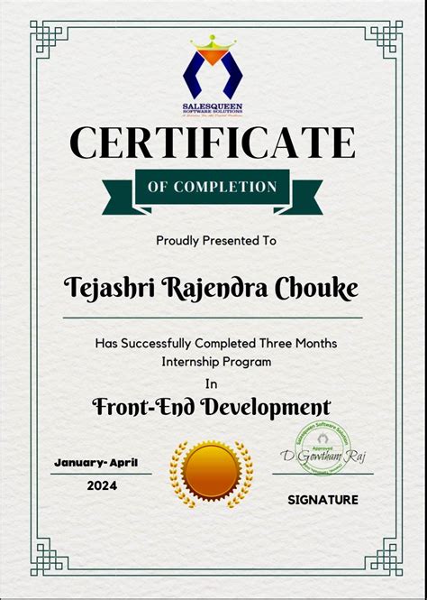 Tejashri Chouke On Linkedin Salesqueensoftwaresolution Internship