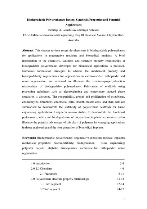 Pdf Biodegradable Polyurethanes Design Synthesis Properties And