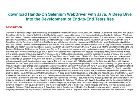 Ppt Download Hands On Selenium Webdriver With Java A Deep Dive Into