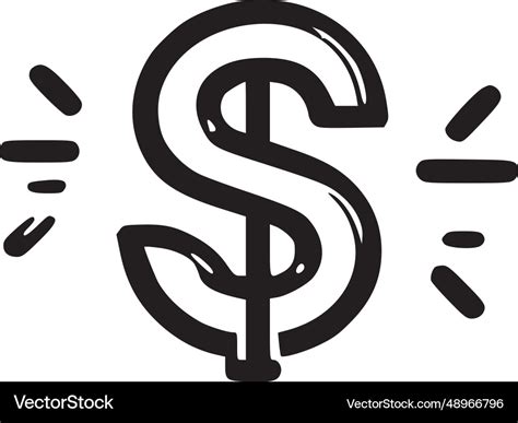 Dollar Sign Black And White Royalty Free Vector Image