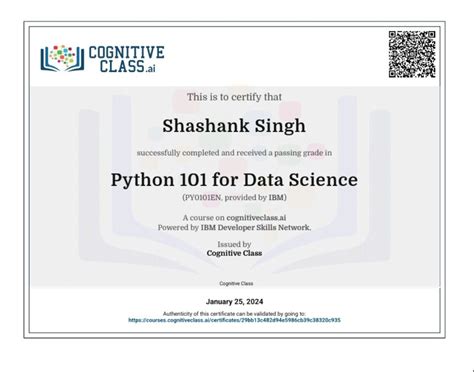 Datascience Pythoncertification Cognitiveclasses Shashank Singh