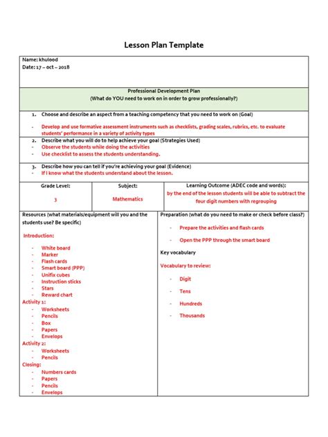 Lesson Plan2 Pdf Behavior Modification Communication