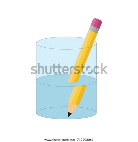 Bending Pencil Experiment Refraction Light Stock Illustration 712908061