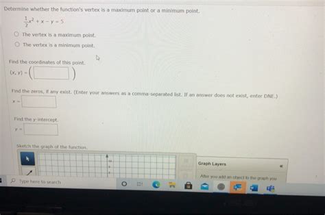 Solved Determine Whether The Function S Vertex Is A Maximum Chegg
