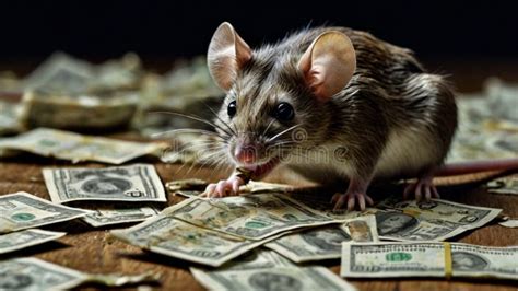 Ai Generated Image Of A Mischievous Mouse Caught In The Act Of Nibbling On A Crumpled Banknote