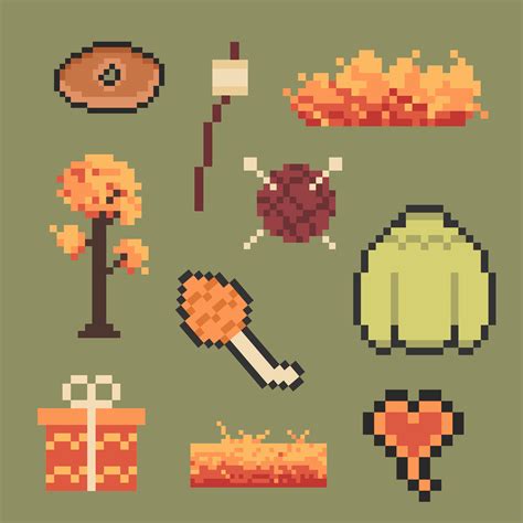 autumn object bundle pixel art for your design 49044989 vector art at