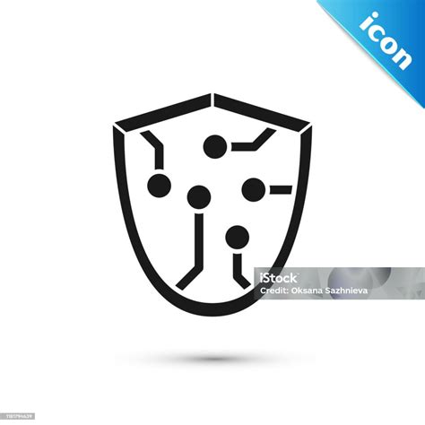 흰색 배경에 격리 된 검은 사이버 보안 아이콘입니다 방패 기호입니다 안전 개념 디지털 데이터 보호 벡터 일러스트레이션 개념에 대한 스톡 벡터 아트 및 기타 이미지 Istock