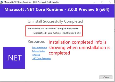 Installation Completed Info Should Not Be Shown With Runtime Installer