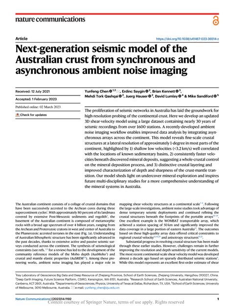 PDF Next Generation Seismic Model Of The Australian Crust From Synchronous And Asynchronous