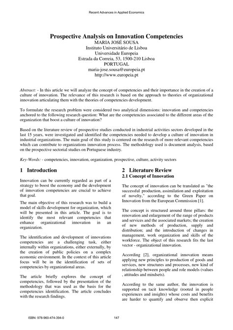 Pdf Prospective Analysis On Innovation Competencies