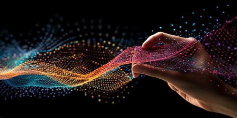 Premium Photo Hand Touching Digital Interface On Dark Background 3d