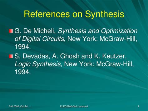 Ppt Elec 2200 002 Digital Logic Circuits Fall 2008 Logic Synthesis