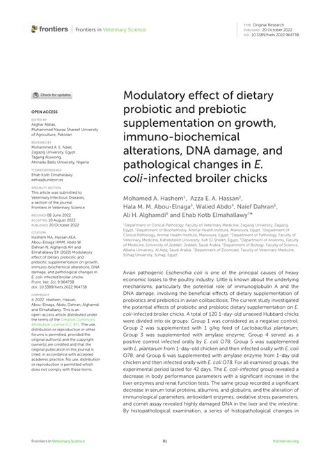 Pdf Modulatory Effect Of Dietary Probiotic And Prebiotic