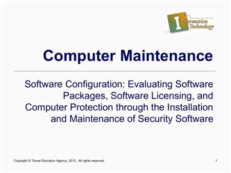 Computer Maintenance Software Security Configuration