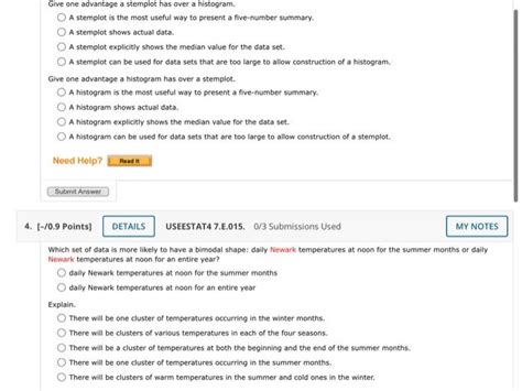 Solved Give One Advantage A Stemplot Has Over A Histogram A Chegg Com