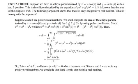 Integration Explanation Of Incorrect Argument For Ellipse Area