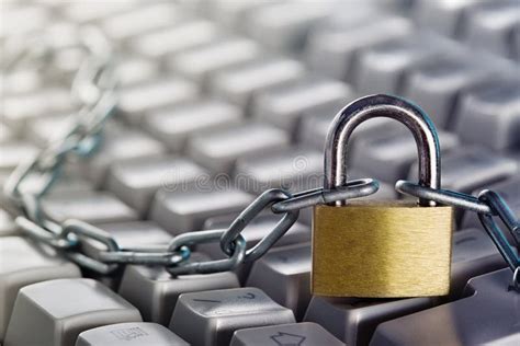 Padlock On Computer Keyboard Network Security Data Security And Antivirus Protection Pc Stock