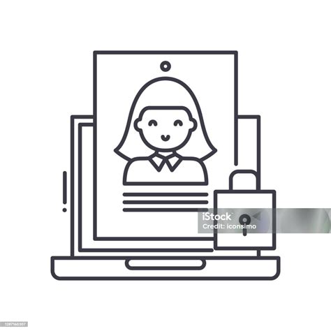 개인 정보 아이콘 선형 격리 일러스트레이션 얇은 선 벡터 웹 디자인 사인 흰색 배경에 편집 가능한 스트로크가 있는 개요 개념 기호 개념에 대한 스톡 벡터 아트 및 기타