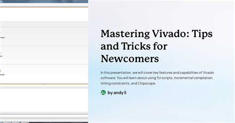 mastering vivado tips and tricks for newcomers