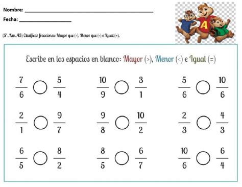 Fracciones Mayores Que Menores Que Comparación De Fracciones