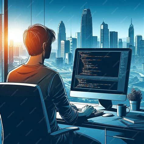 Software Developer Working On A Coding Project In Front Of A Computer Premium Ai Generated Image