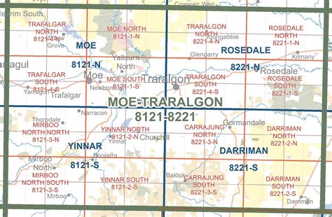 Vicmap 8121 8221 Moe Traralgon 100k Topographical Map