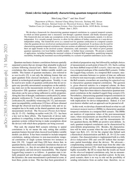 Pdf Semi Device Independently Characterizing Quantum Temporal