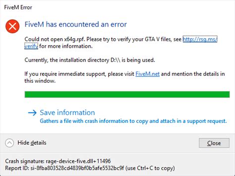 FiveM Crash Error X64a Rpf FiveM Client Support Cfx Re Community
